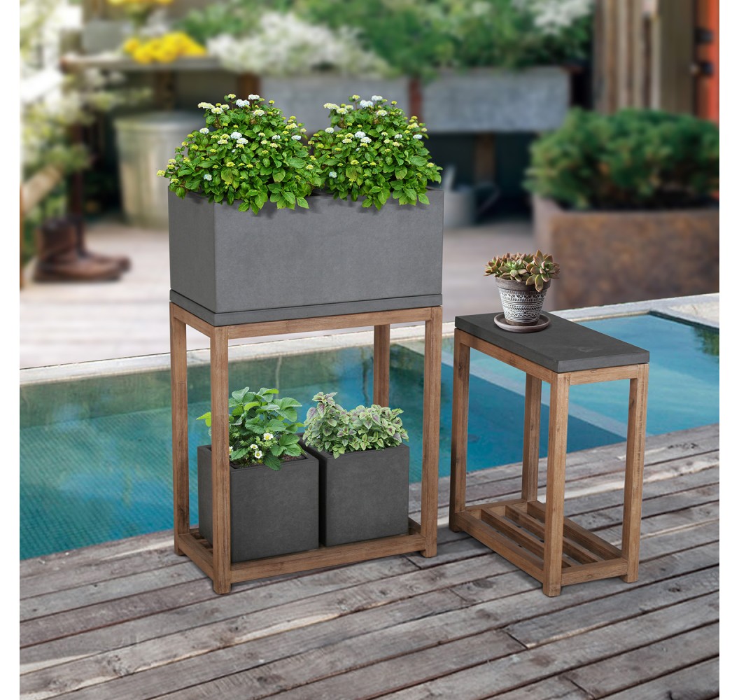 Riiul SANDSTONE 57x28xH65cm, hall fiibertsement, puidust raam