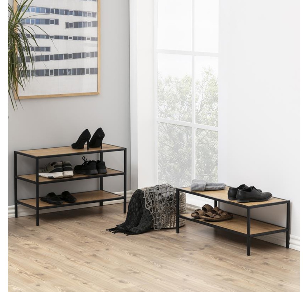 Shoe rack SEAFORD 77x35xH50cm, oak