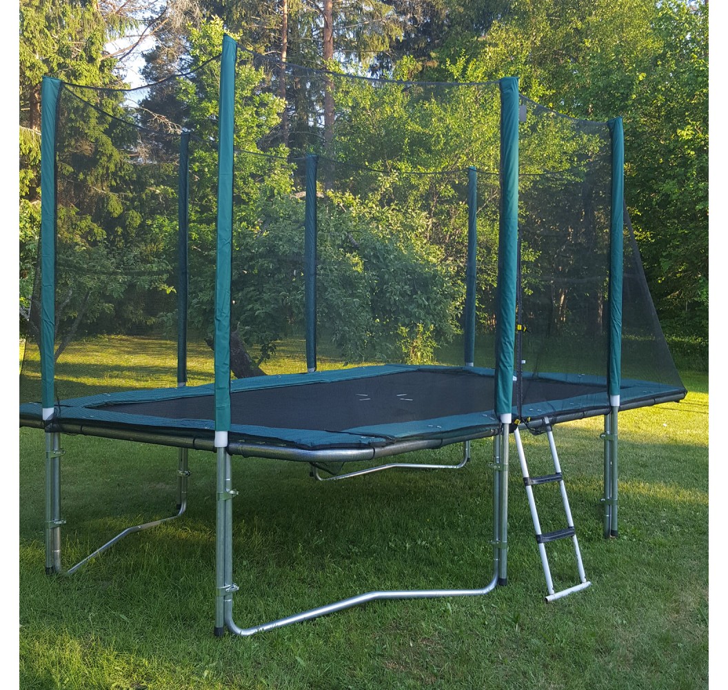 Batuut turvavõrguga 426x274cm, rohelise äärega