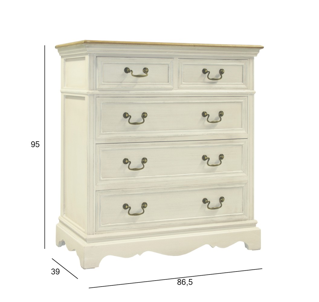 Sideboard SAMIRA 86,5x39xH95cm, antique white/natural