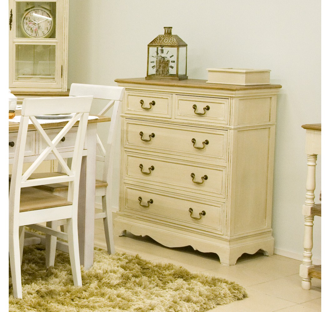 Sideboard SAMIRA 86,5x39xH95cm, antique white/natural