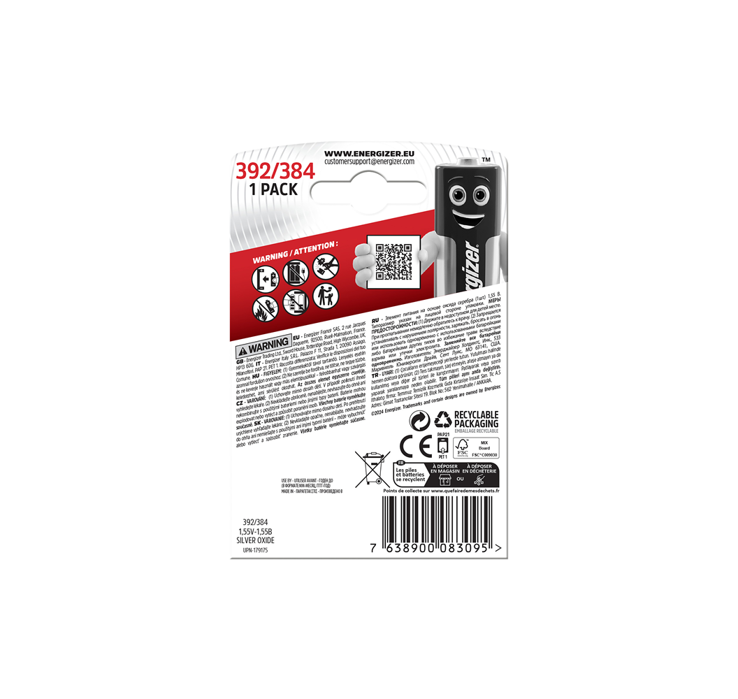 Energizer patarei Silver Oxide 392/384 FSB1